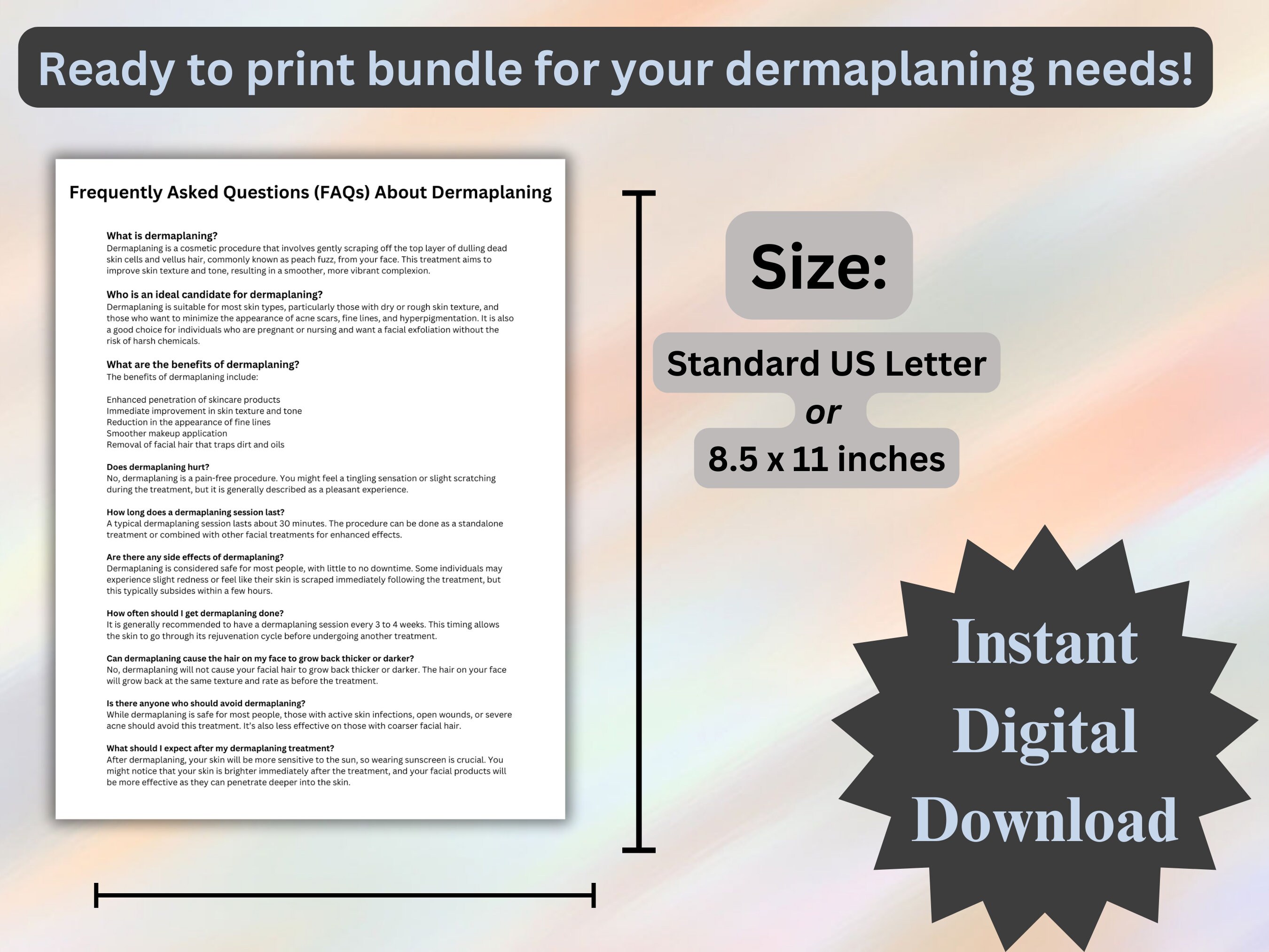 Complete Dermaplaning PNG Bundle: Consent Form, Pre-post Care ...