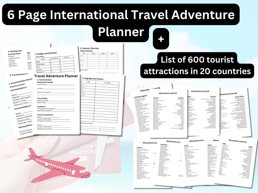 International Travel Adventure Planner Printable PDF | Simple Travel ...