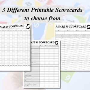 Phase 10 Score Sheet Digital Download Bundle | Phase 10 Tracker Card ...