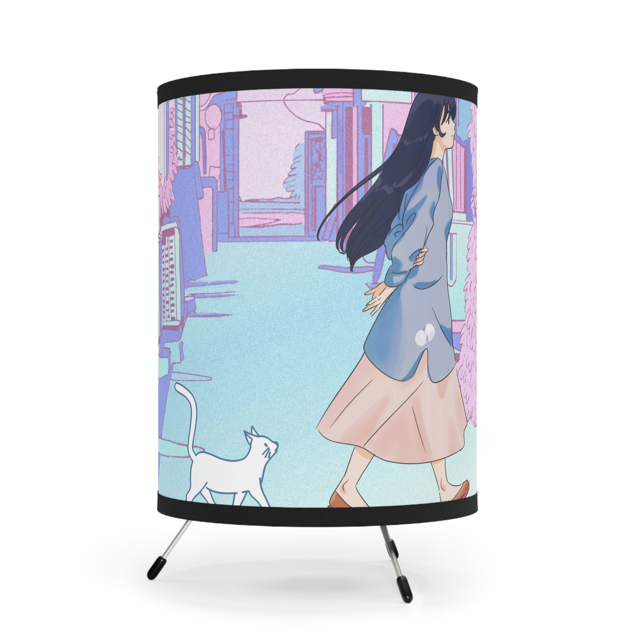 Cute Anime Girl Tripod Lamp Custom High-res Printed Anime Lamp Shade ...