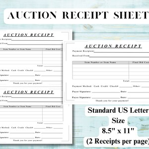Silent Auction Printable Sheet | Auction Bid Card Bundle | Auction Item ...