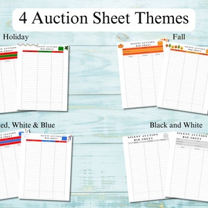 Silent Auction Printable Sheet | Auction Bid Card Bundle | Auction Item ...