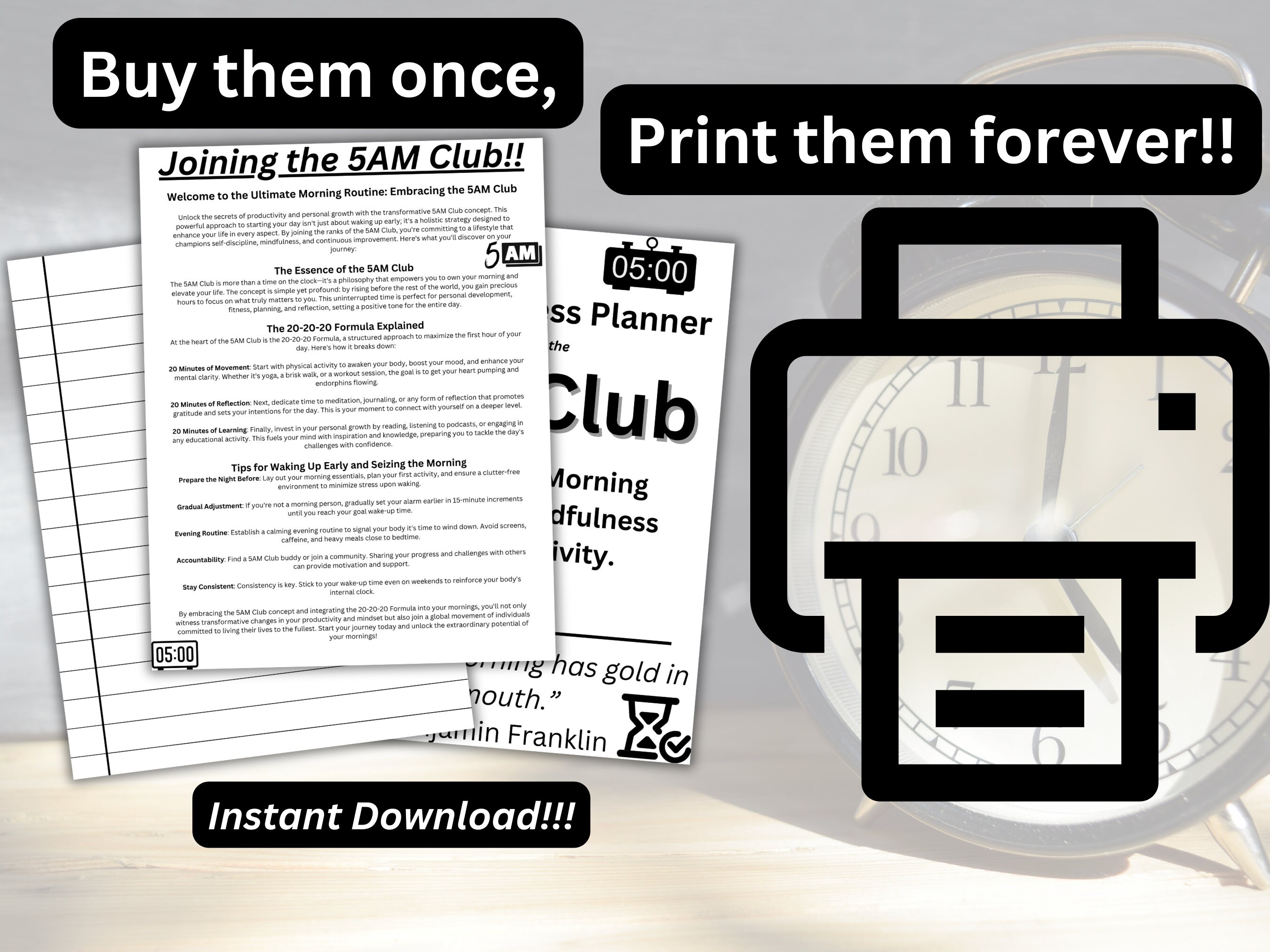 5am Club Planner Printable Bundle | Life Goal 5am Club Printable ...