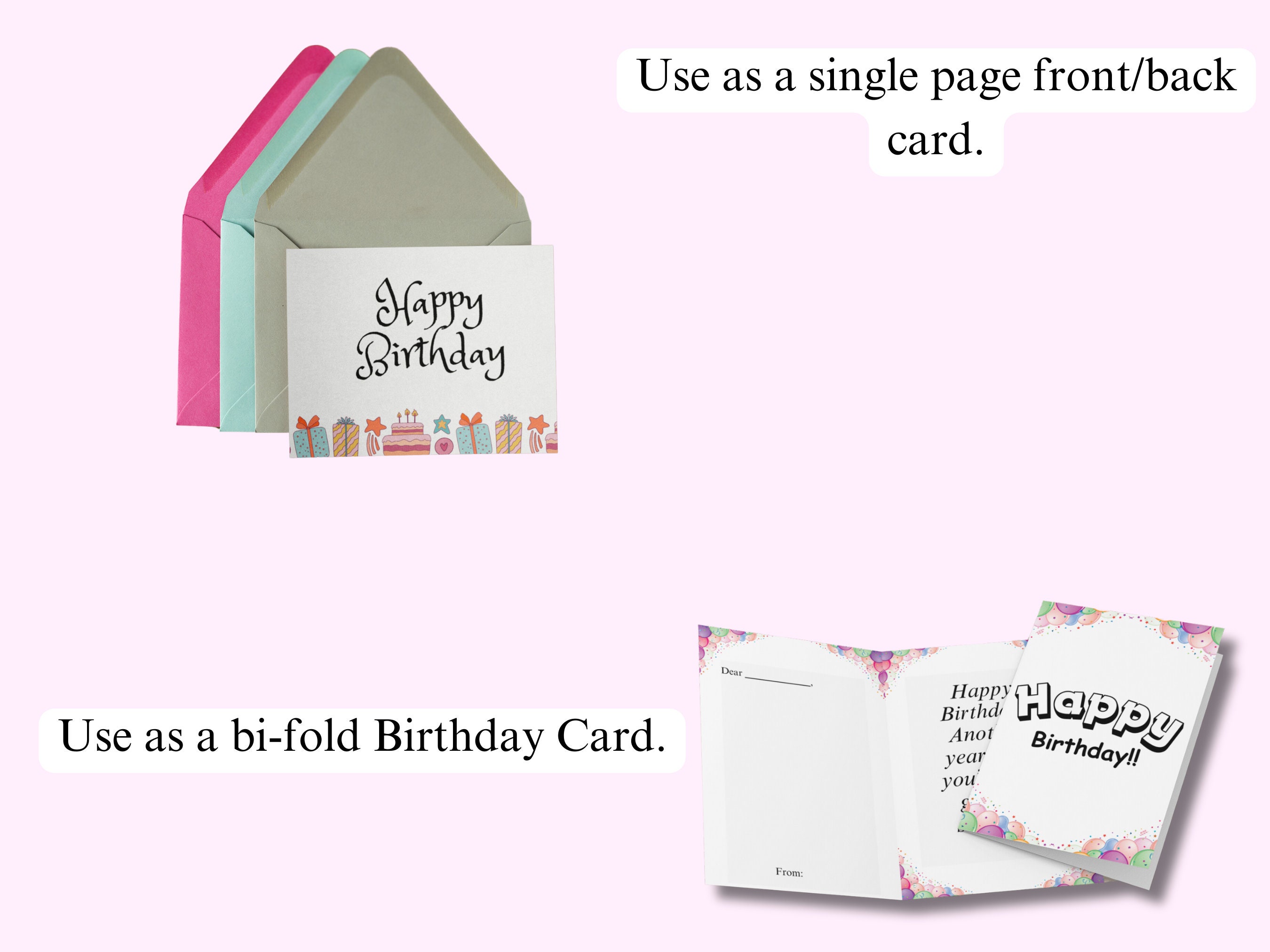 4 Pack Birthday Card Bundle Printable Canva Birthday Card Template ...
