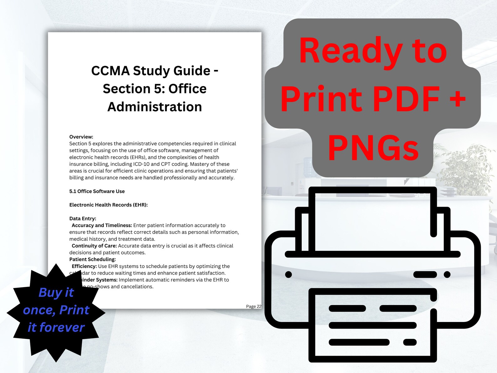 CCMA Study Guide Printable PNG Bundle Medical Assistant Certification ...