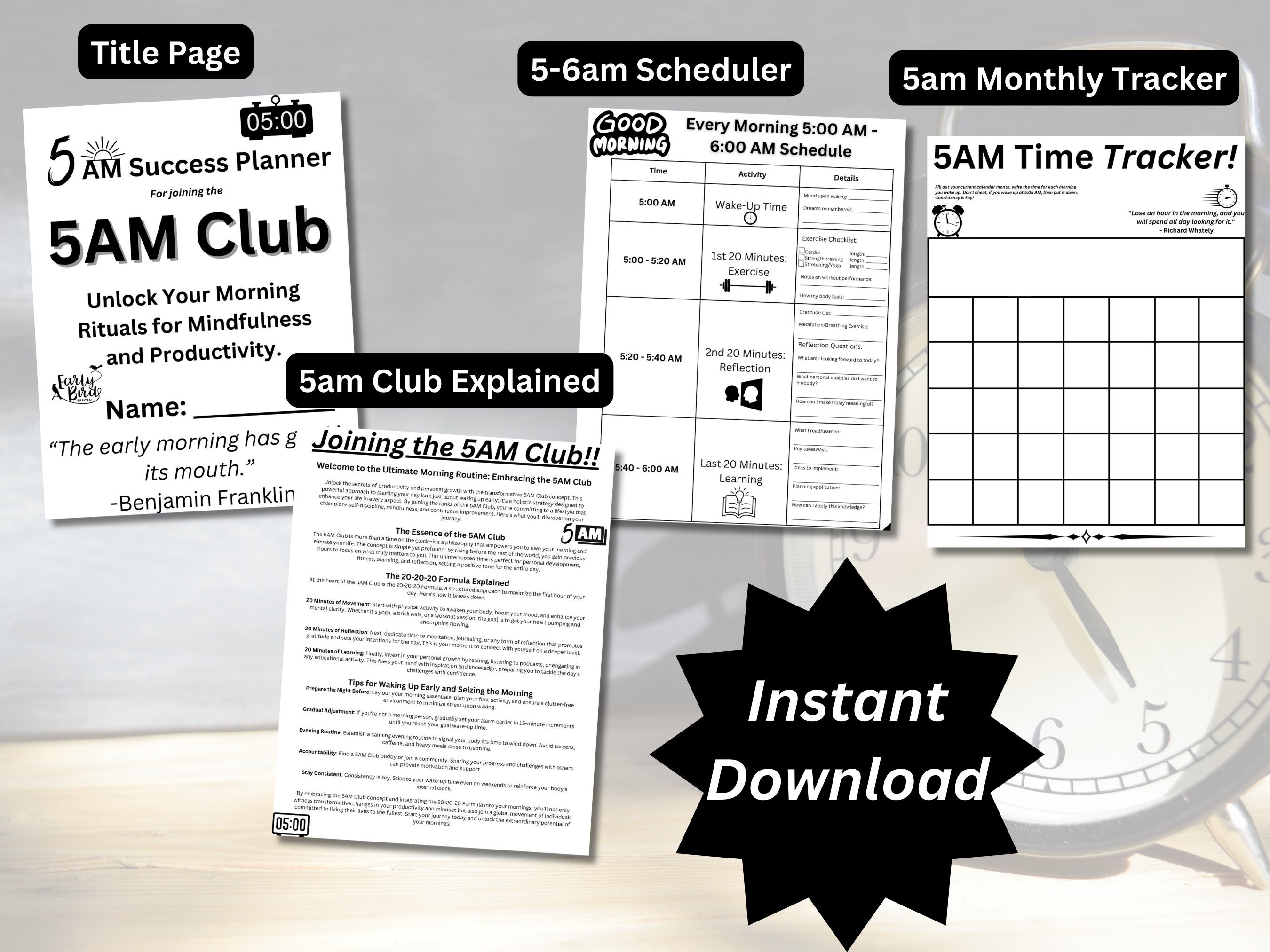 5am Club Planner Printable Bundle | Life Goal 5am Club Printable ...