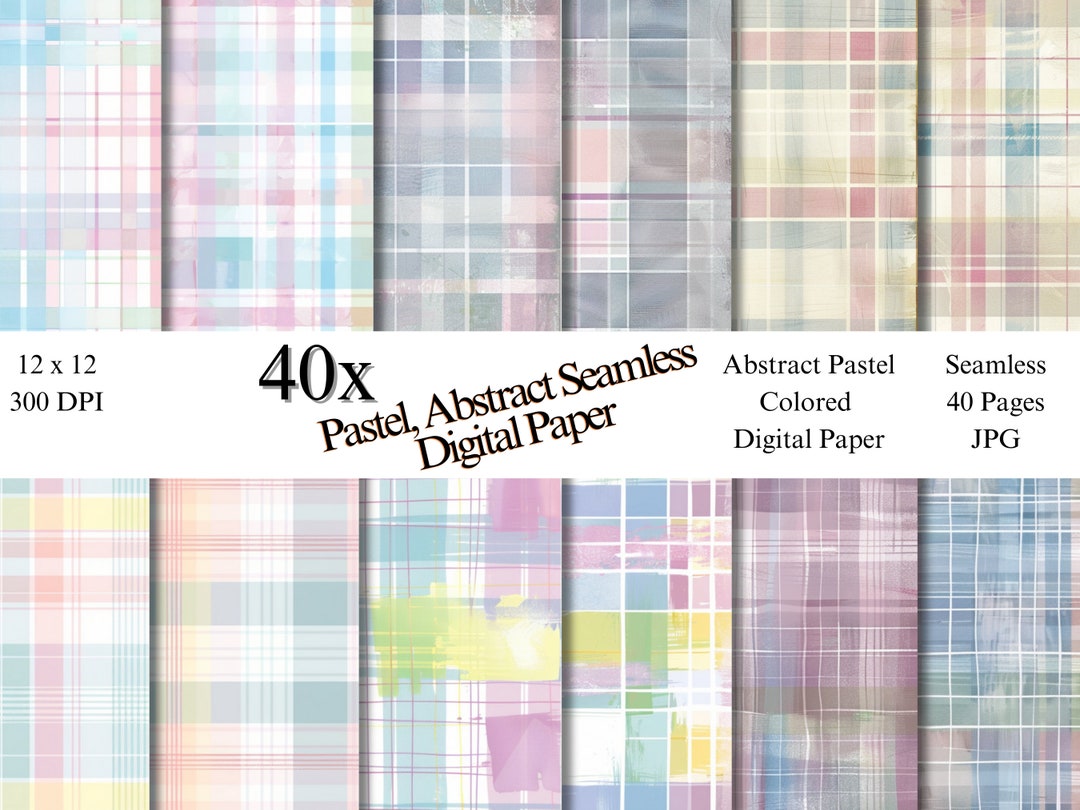 40x Pastel Plaids Seamless Digital Scrapbook Printable Paper | Abstract ...