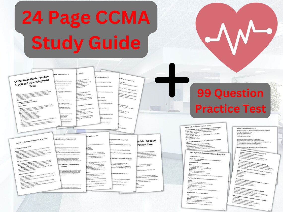 CCMA Study Guide Printable PNG Bundle Medical Assistant Certification ...