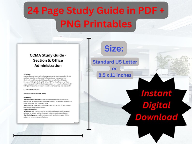CCMA Study Guide Printable PNG Bundle Medical Assistant Certification ...