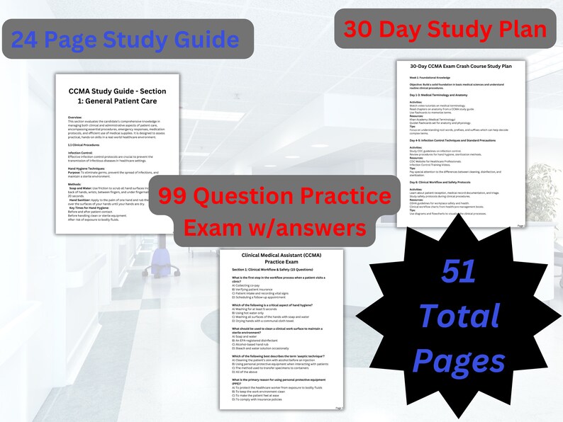 CCMA Study Guide Printable PNG Bundle Medical Assistant Certification ...