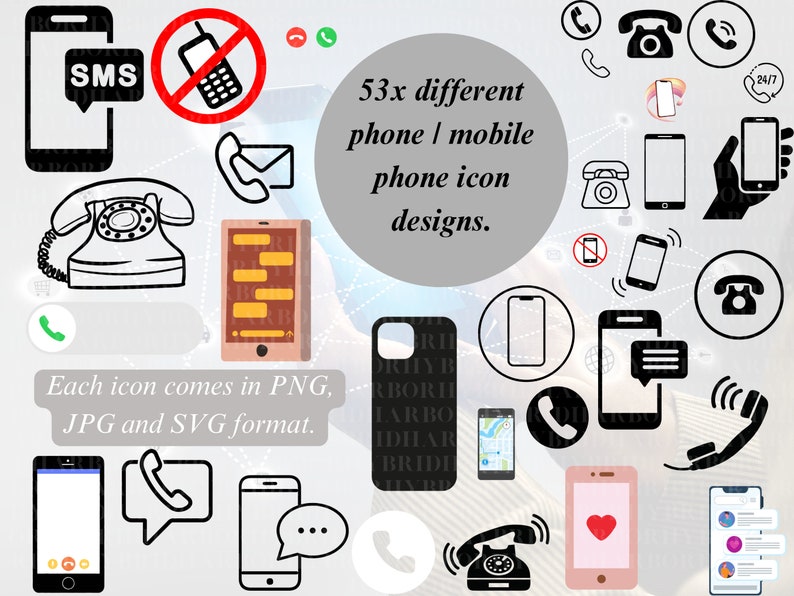 53 Bundle Phone Icon SVG | Cell Phone PNG Digital Download Icons ...