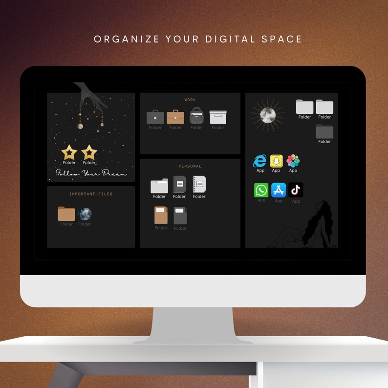 Dark Mac Desktop Organize Wallpaper Moon Goddess Wall Paper Aesthetic ...