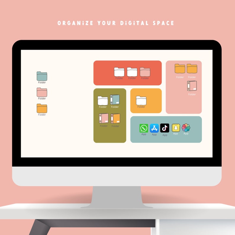 Color Block Desktop Organizer Wallpaper Aesthetic Mac Desktop Organize ...