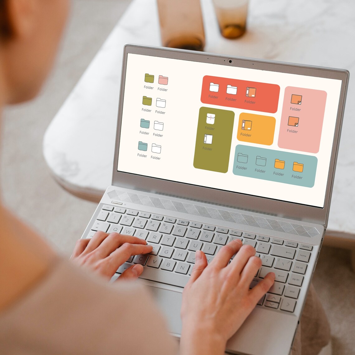 Color Block Desktop Organizer Wallpaper Aesthetic Mac Desktop Organize ...