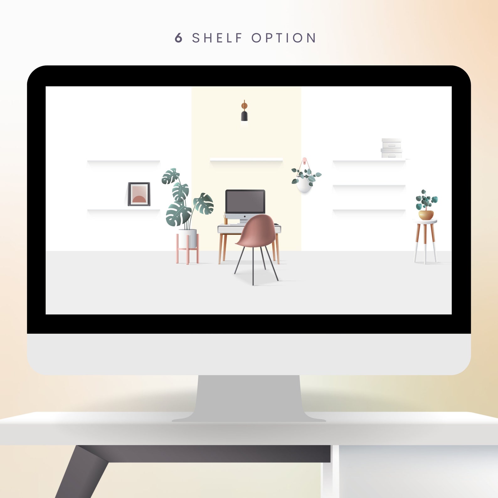 3D Desktop Organizer Wallpaper: Mid-century Modern File Icons (digital ...