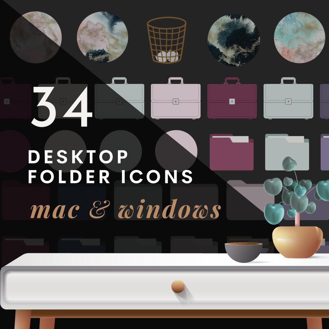 Desktop Folders & File Icons - Bundle Pack of 34 Icons, Desktop Folder ...