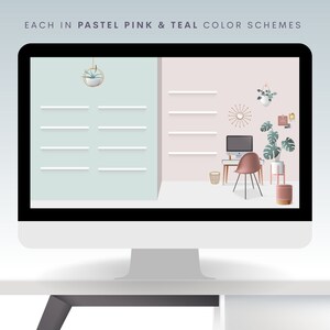 3D Desktop Wallpaper Organizer: Pastel Teal & Pink, Mid Century Modern ...