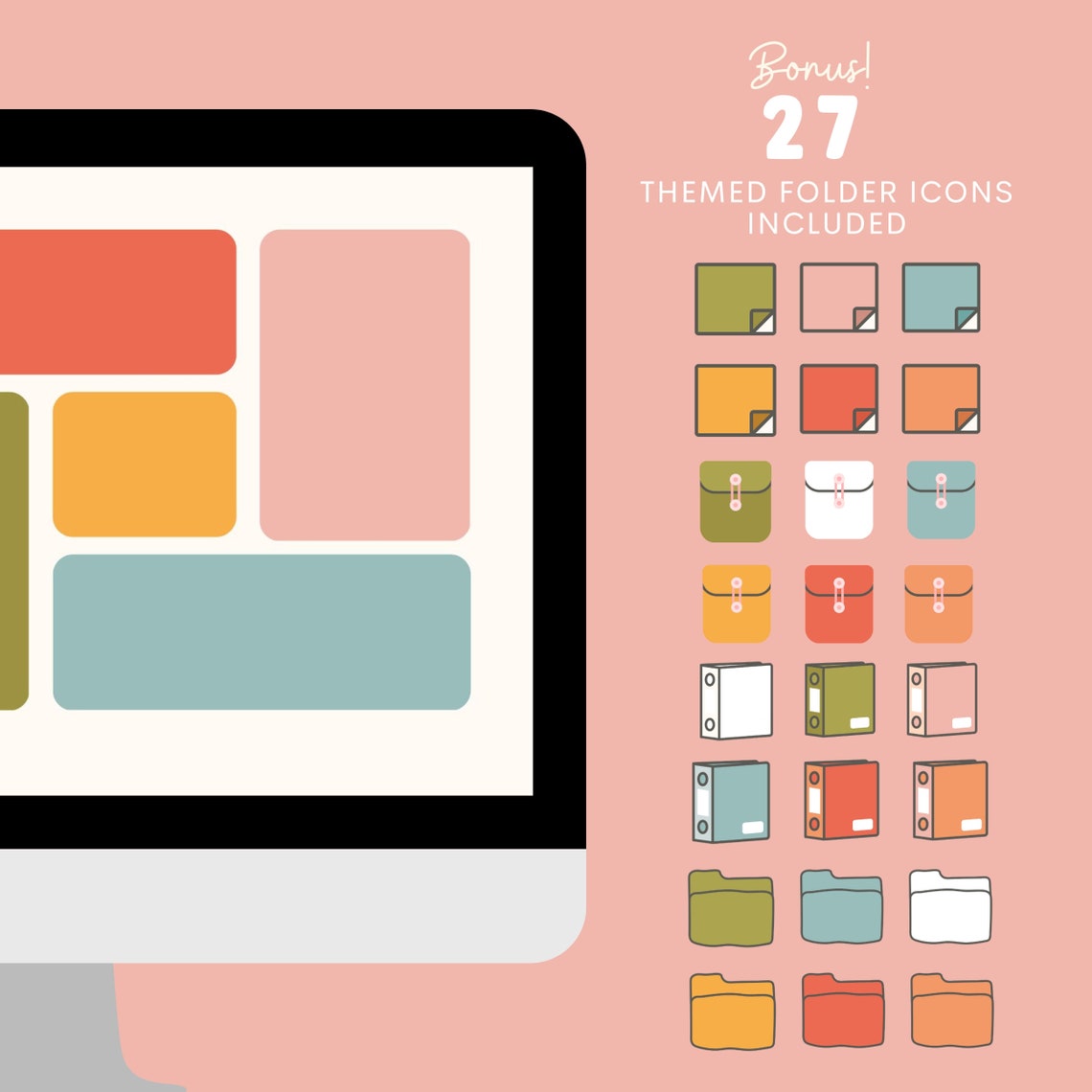 Color Block Desktop Organizer Wallpaper Aesthetic Mac Desktop Organize ...