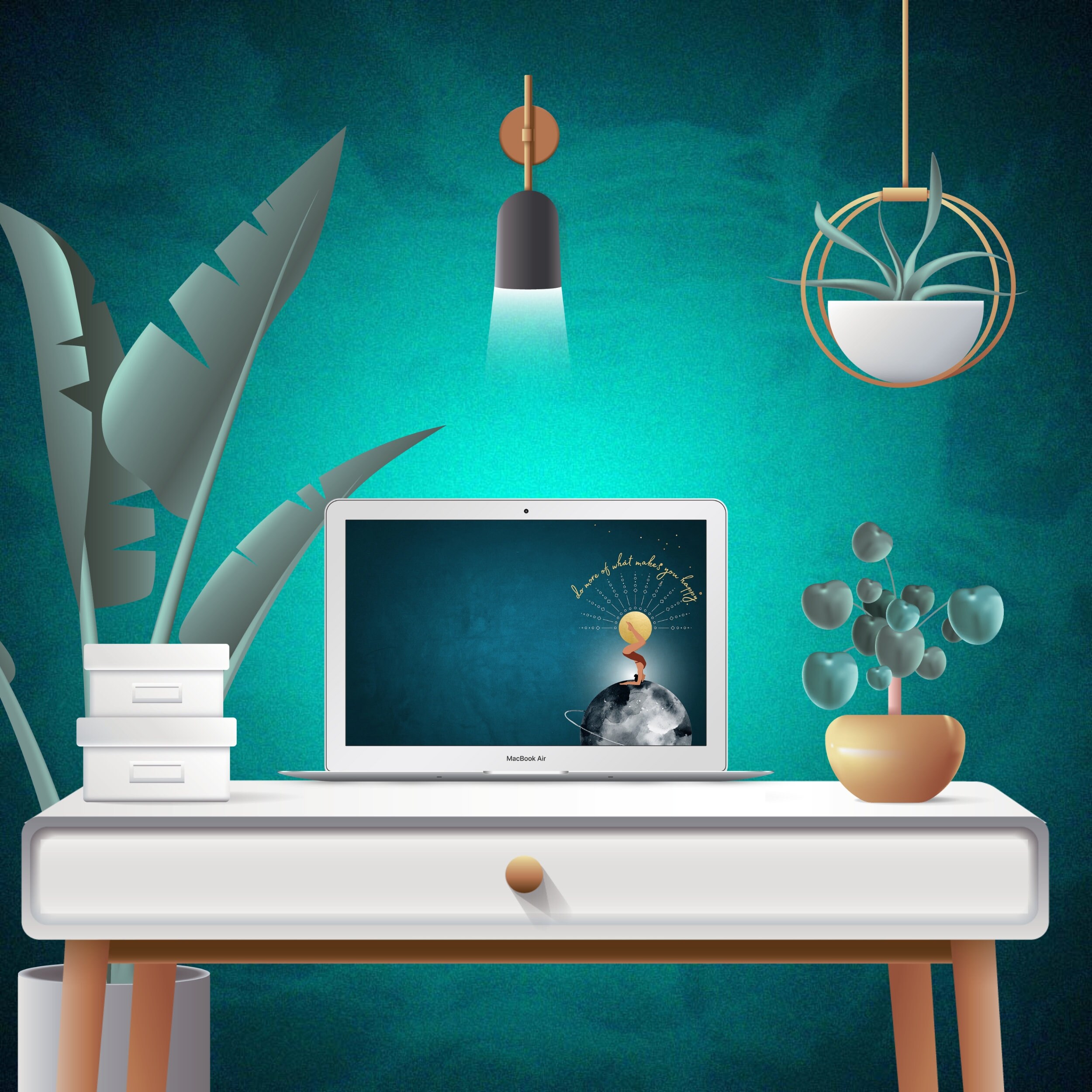 Yoga Girl Moon Goddess Desktop Wallpaper: Celestial Inspiration ...