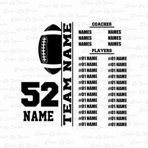 Football Customizable Team Roster Svg, Customizable Team Name, Football ...