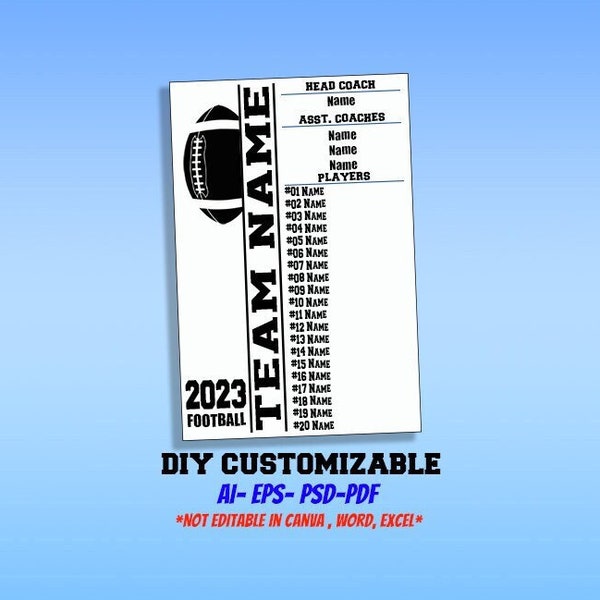 Team Roster Editable - Etsy