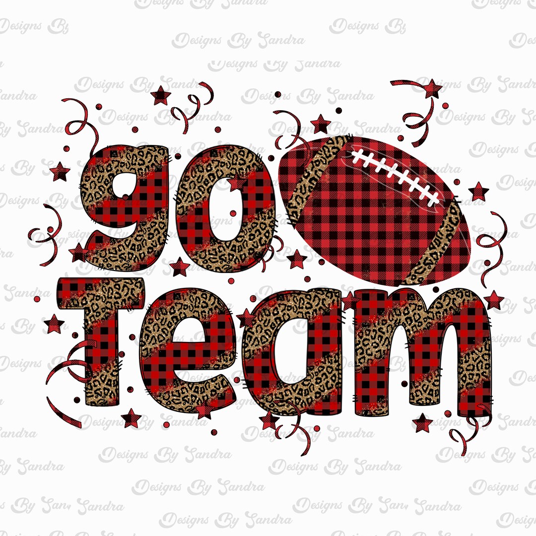 Go Team Football Shirt Design, Football Buffalo Plaid & Leopard Print ...