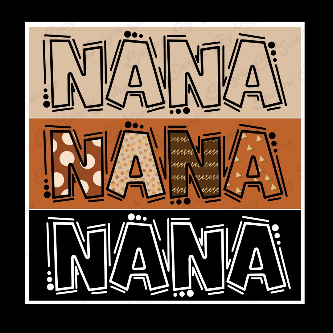 Nana Doodle Letters Fall Combo Pngs, Nana Outline Letters. Nana ...