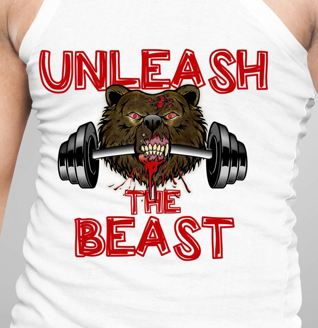 Unleash Beast Workout Angry Bear Barbell Weightlifting Tank - Etsy
