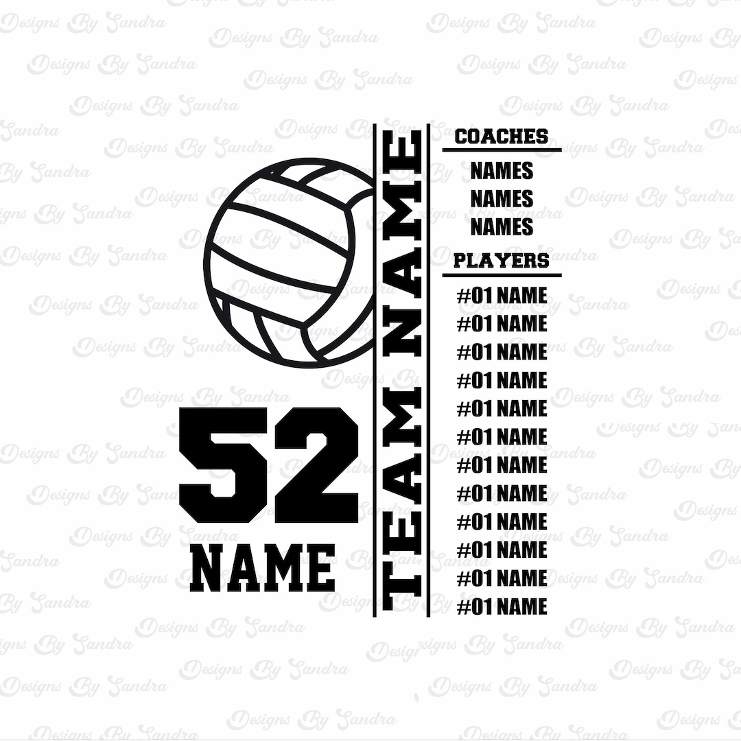 Volleyball Customizable Team Roster Svg, Customizable Team Name ...