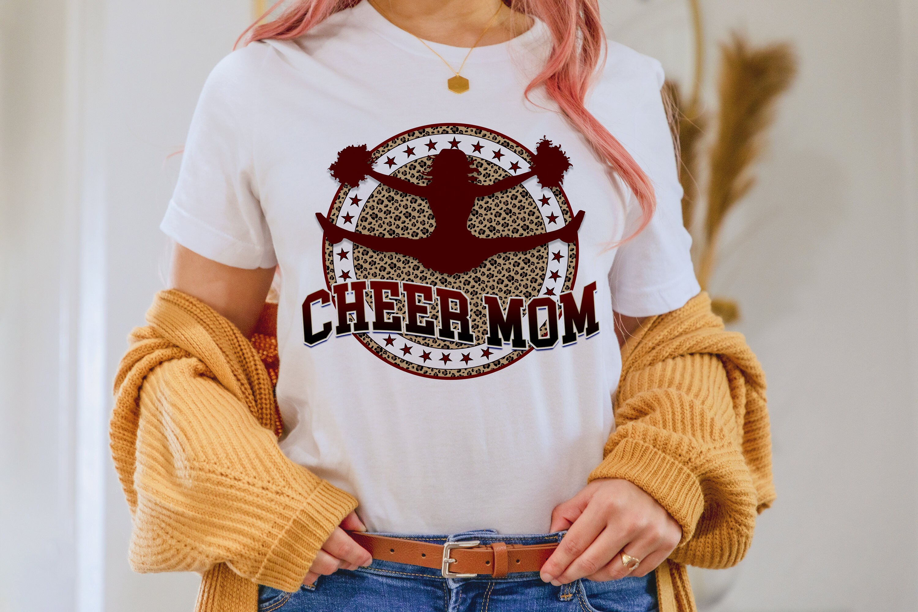 Cheer Mom Maroon and Leopard Png Cheer Mom Tshirt Png Cheer - Etsy