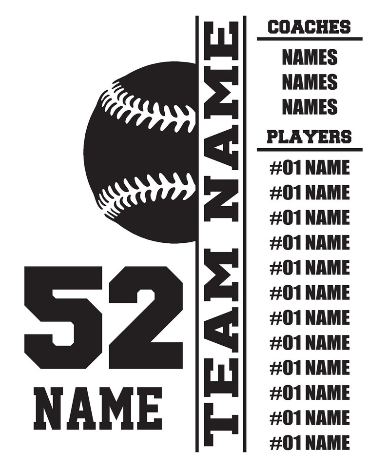 Baseball Customizable Team Roster Svg Softball Customizable - Etsy