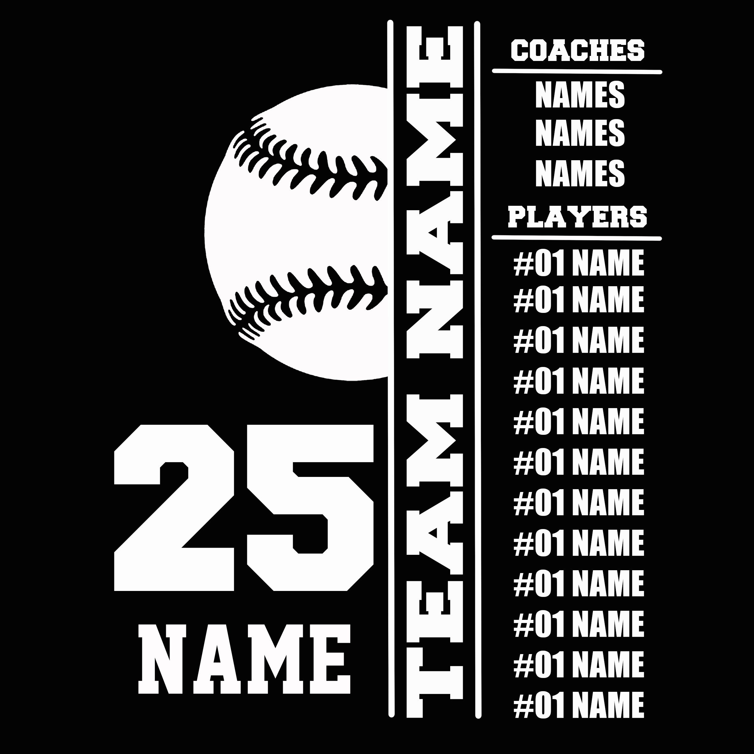Baseball Custom Team Roster Png Softball Custom Team Roster - Etsy