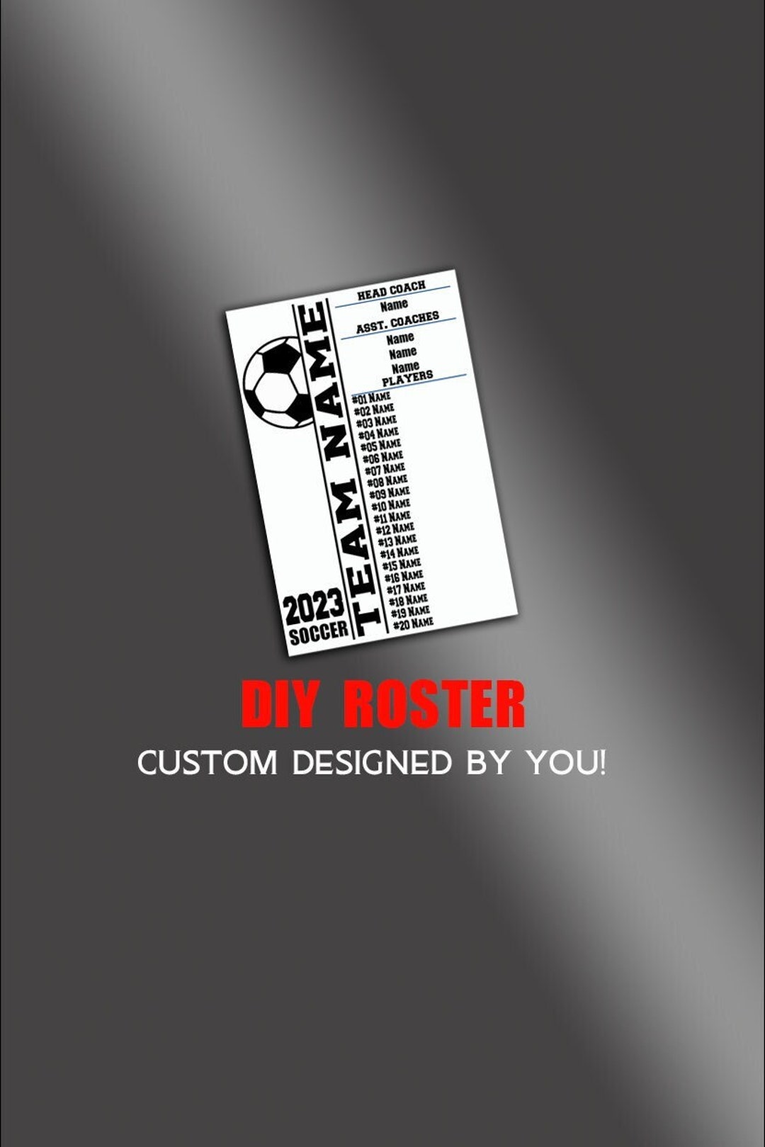 Soccer Roster Card Customizable, Soccer Team Roster Card Editable ...