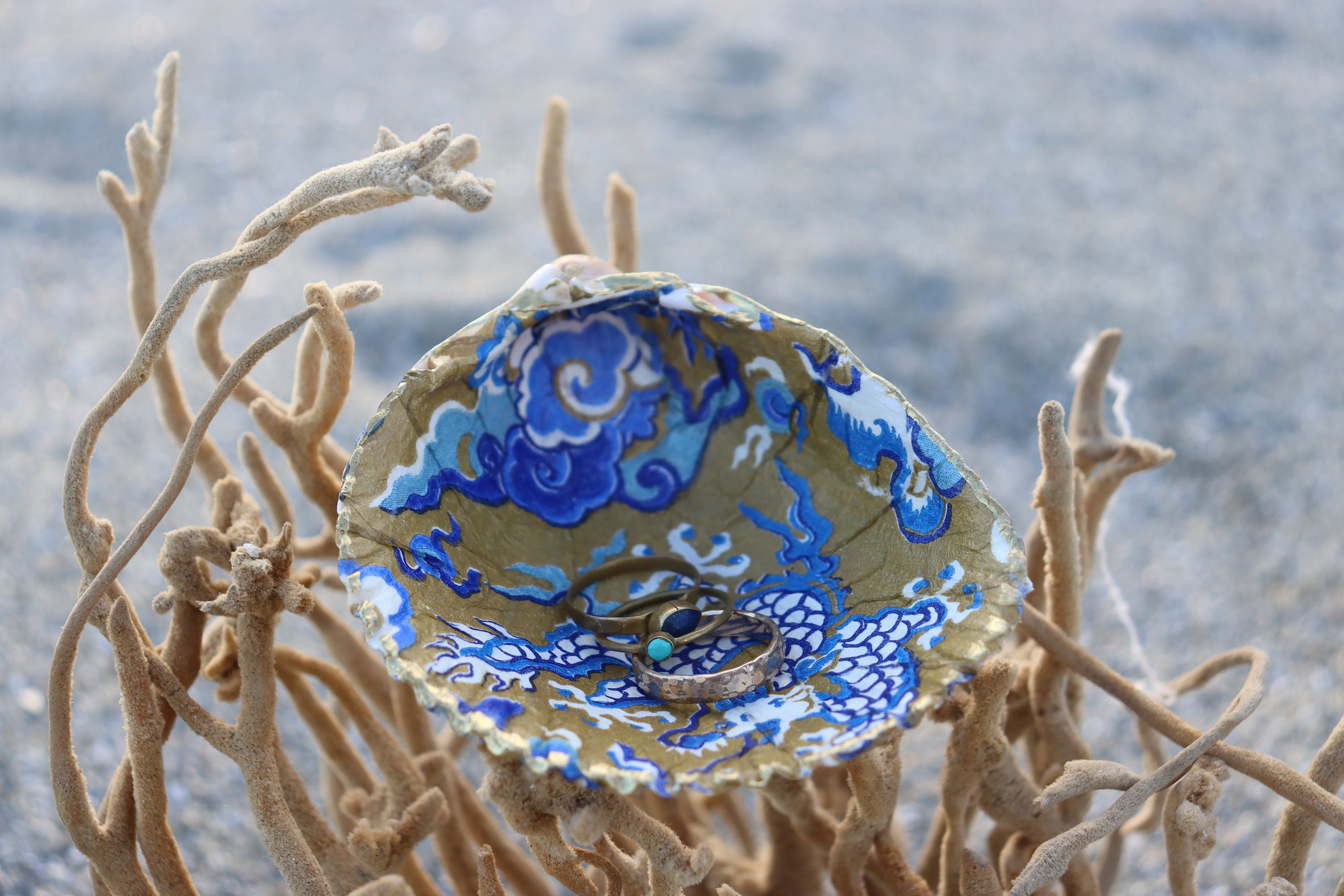 Blue Dragon Shell Jewelry Holder Jewelry Display Ring Holder Ring Dish ...