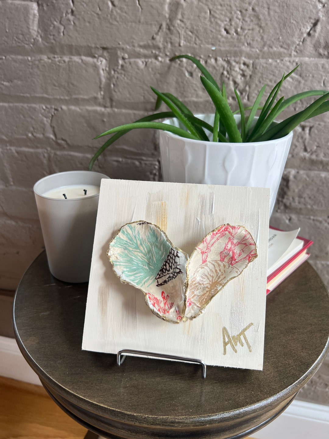 Coral Oyster Shell Heart Art • Cockle Shell • Beach Decor • Coastal ...