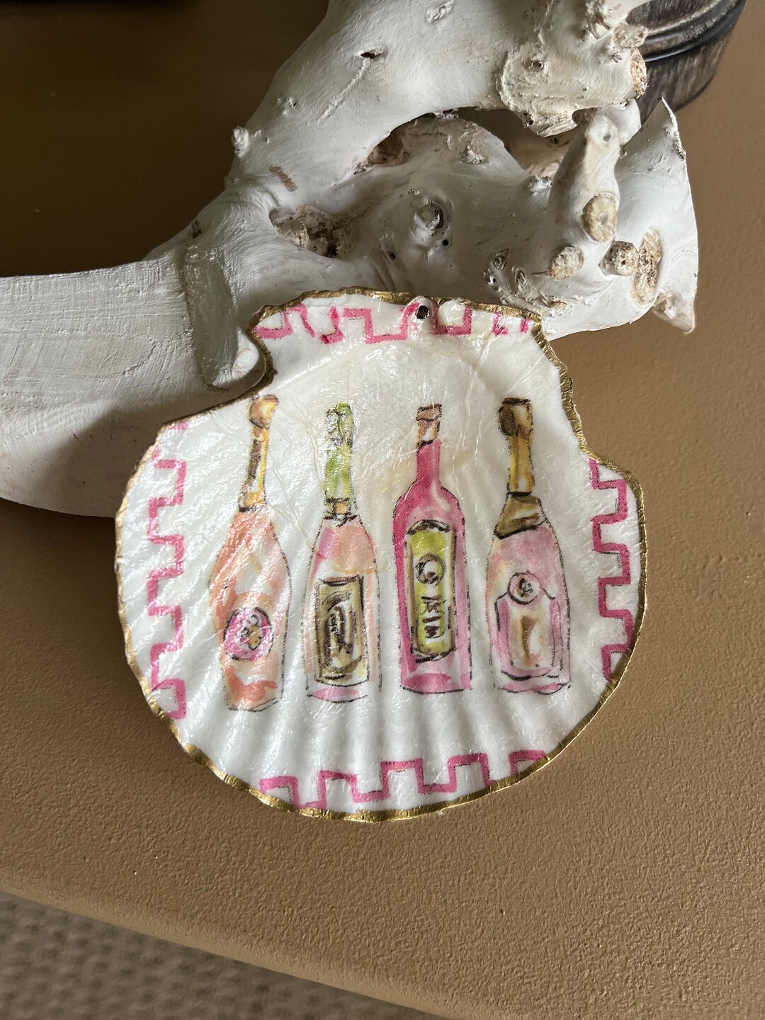 Champagne Bottles Shell Jewelry Holder • Jewelry Display • Ring Holder ...