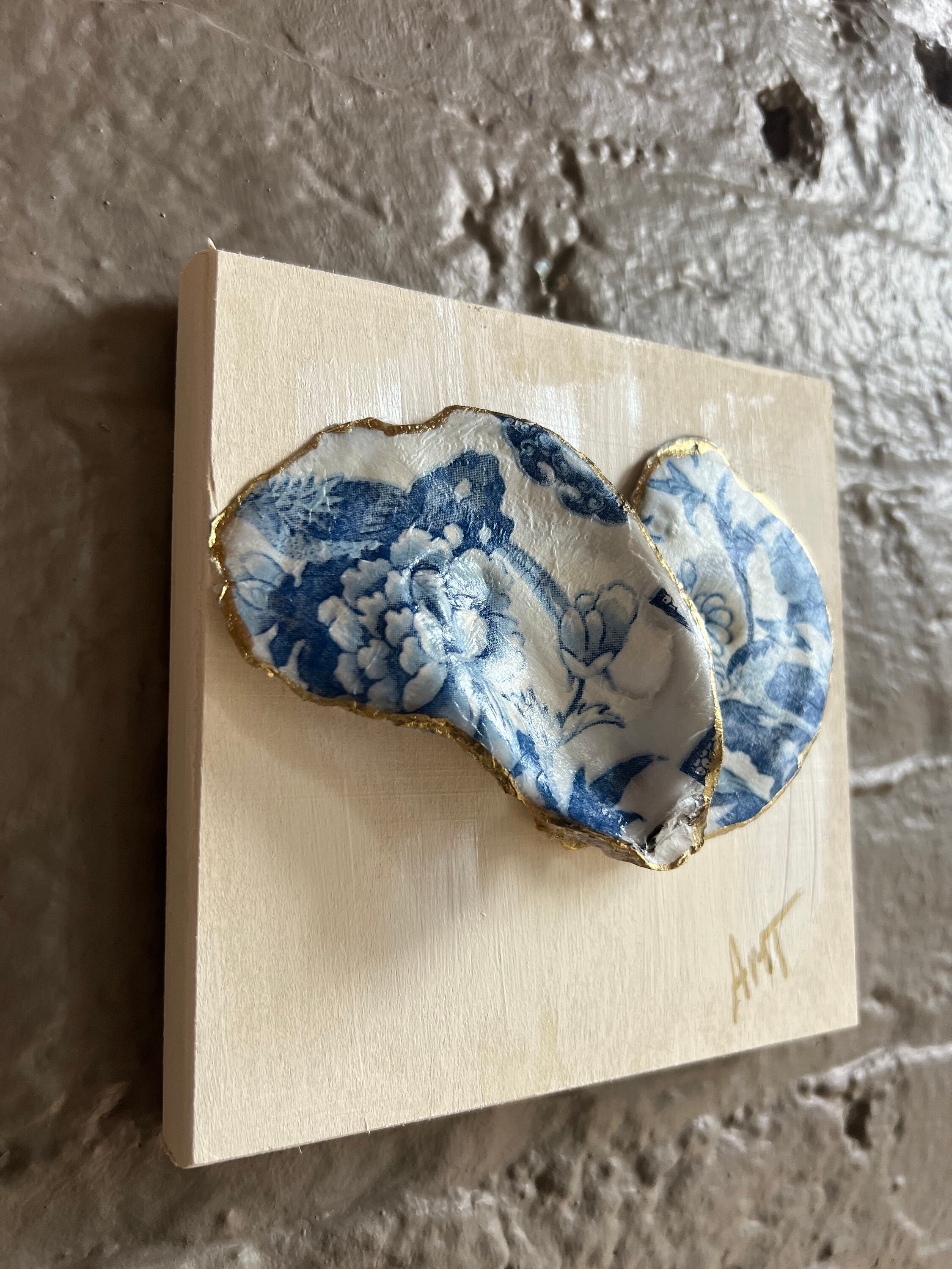 Blue Floral Oyster Shell Heart Art • Cockle Shell • Beach Decor ...