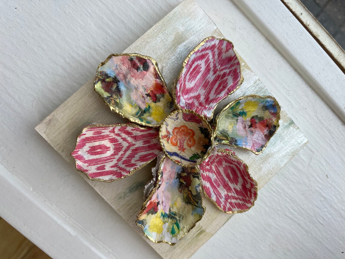 Shell Flower Wall Art Cockle/oyster Shell Beach Decor Coastal Decor ...
