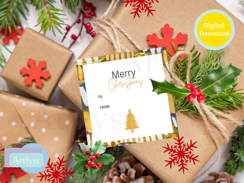 Editable Holiday Gift Tag Template Customizable Christmas Tags Instant ...