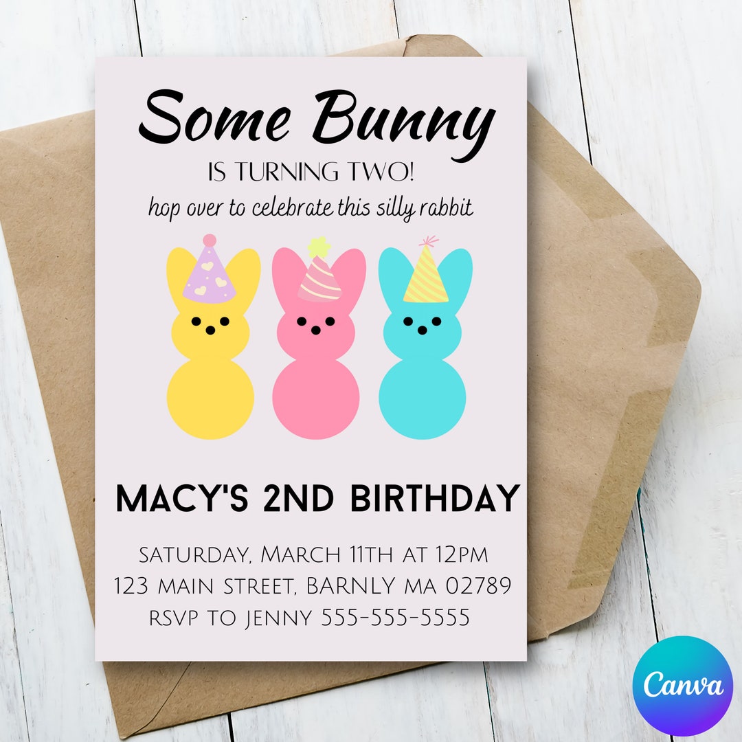 Some Bunny Birthday Invitation L Bunny Birthday Invitation L 5x7 Rabbit ...