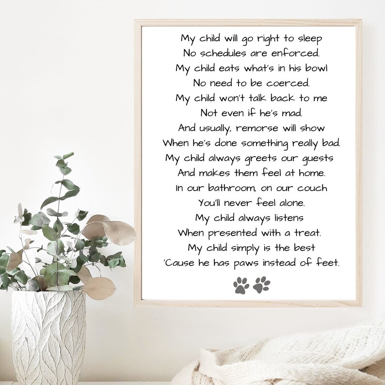 Pet Poem Wall Art, Pet Decor, Animal Poster, Dog Quote Wall Art, Dog ...