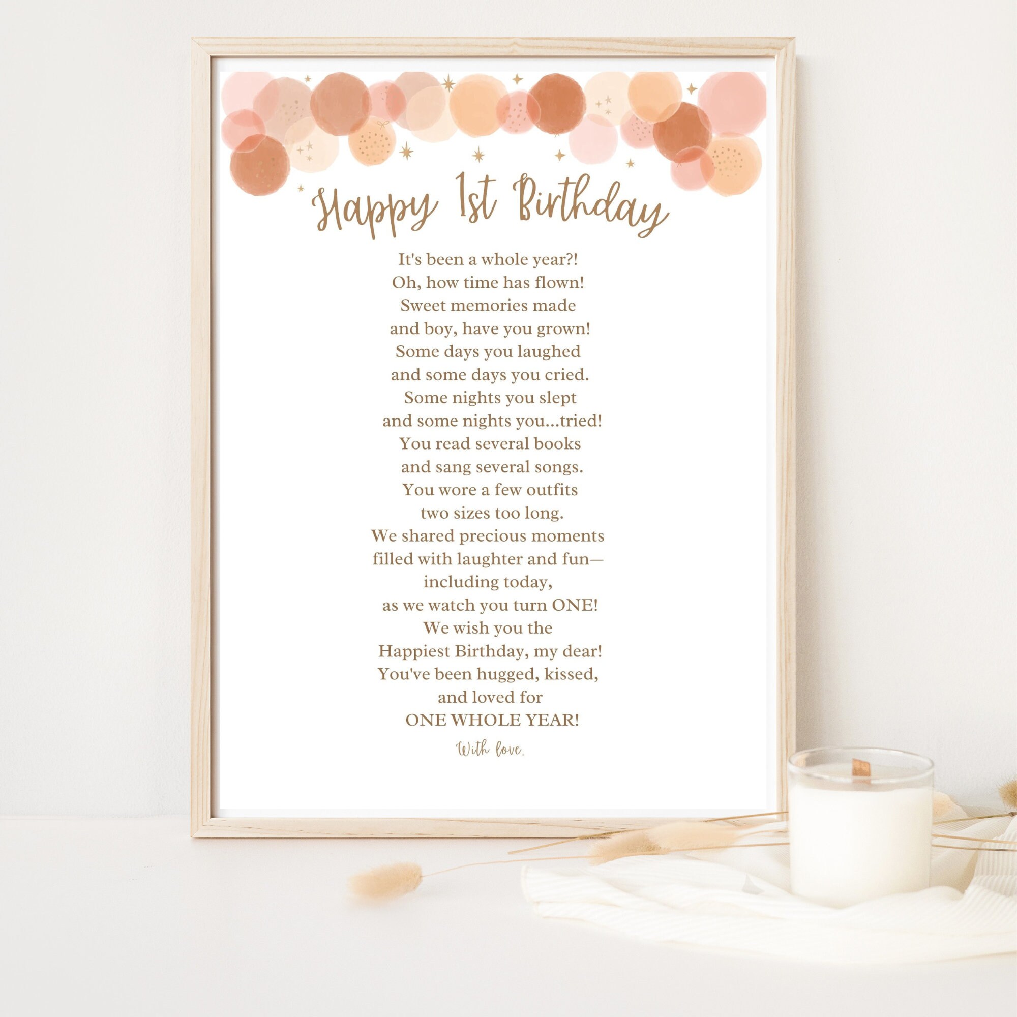 Babys First Birthday Card, Birthday Poem, Birthday Poster, First ...