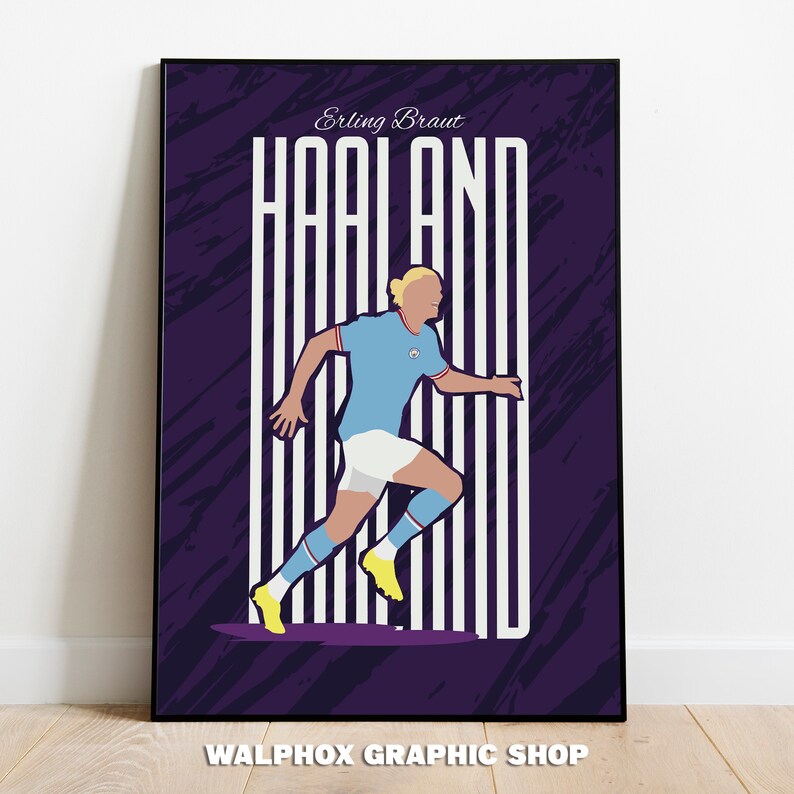 Erling Haaland Vector Illustration From Manchester City, Haaland Poster ...