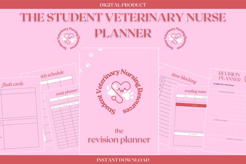 Vet Nurse Revision Printable Planner / Student Vet Nurse Planner, Study ...