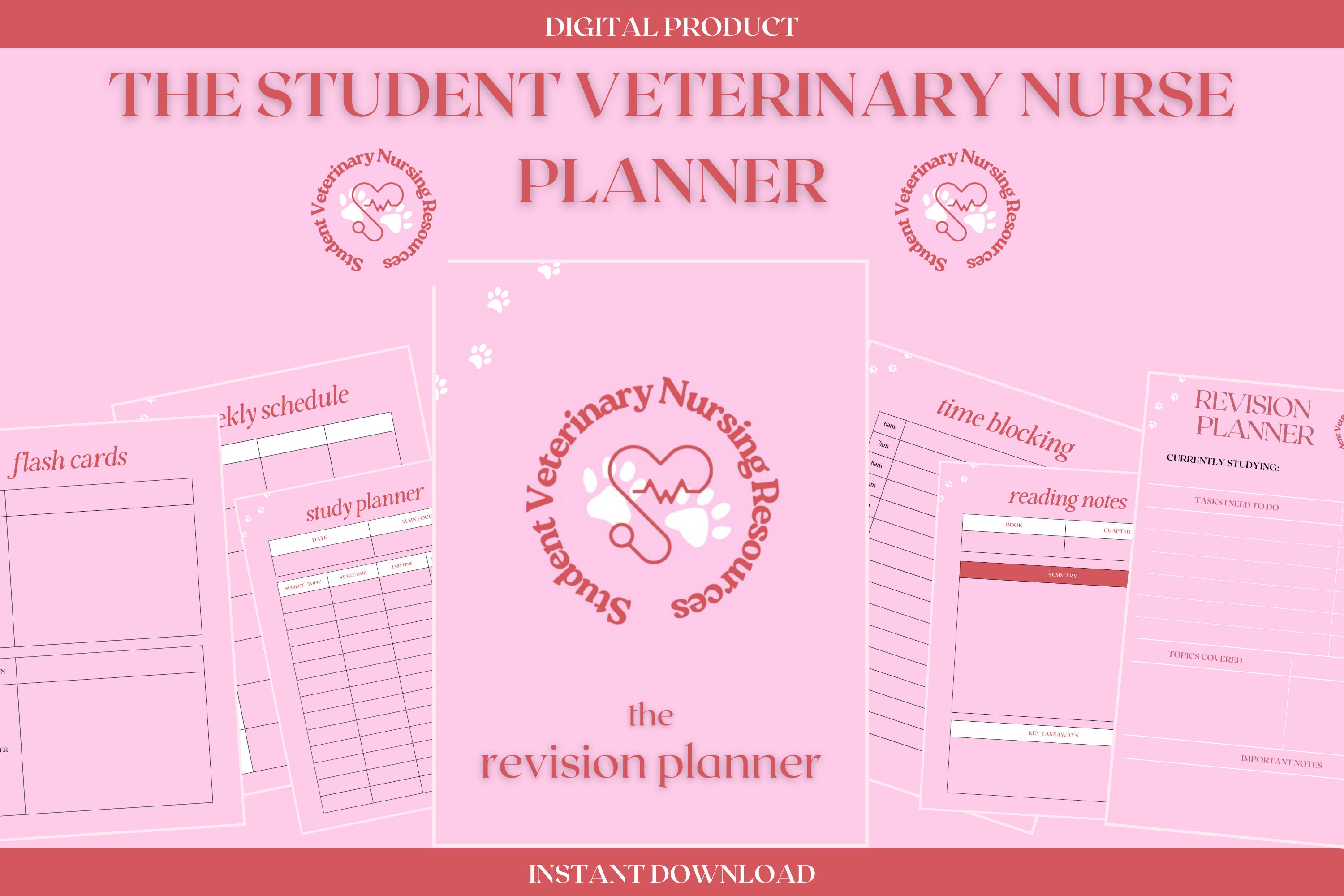 Vet Nurse Revision Printable Planner / Student Vet Nurse Planner, Study Planner, SVN, RVN ...