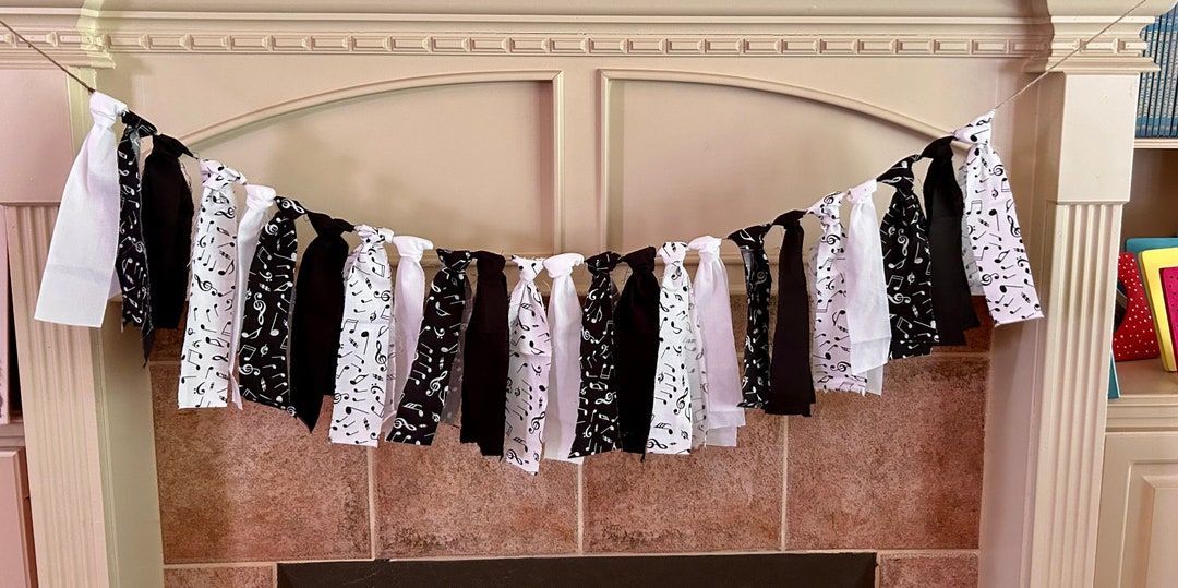 Shabby Black and White Music Notes Fabric Banner Photography Prop - Etsy