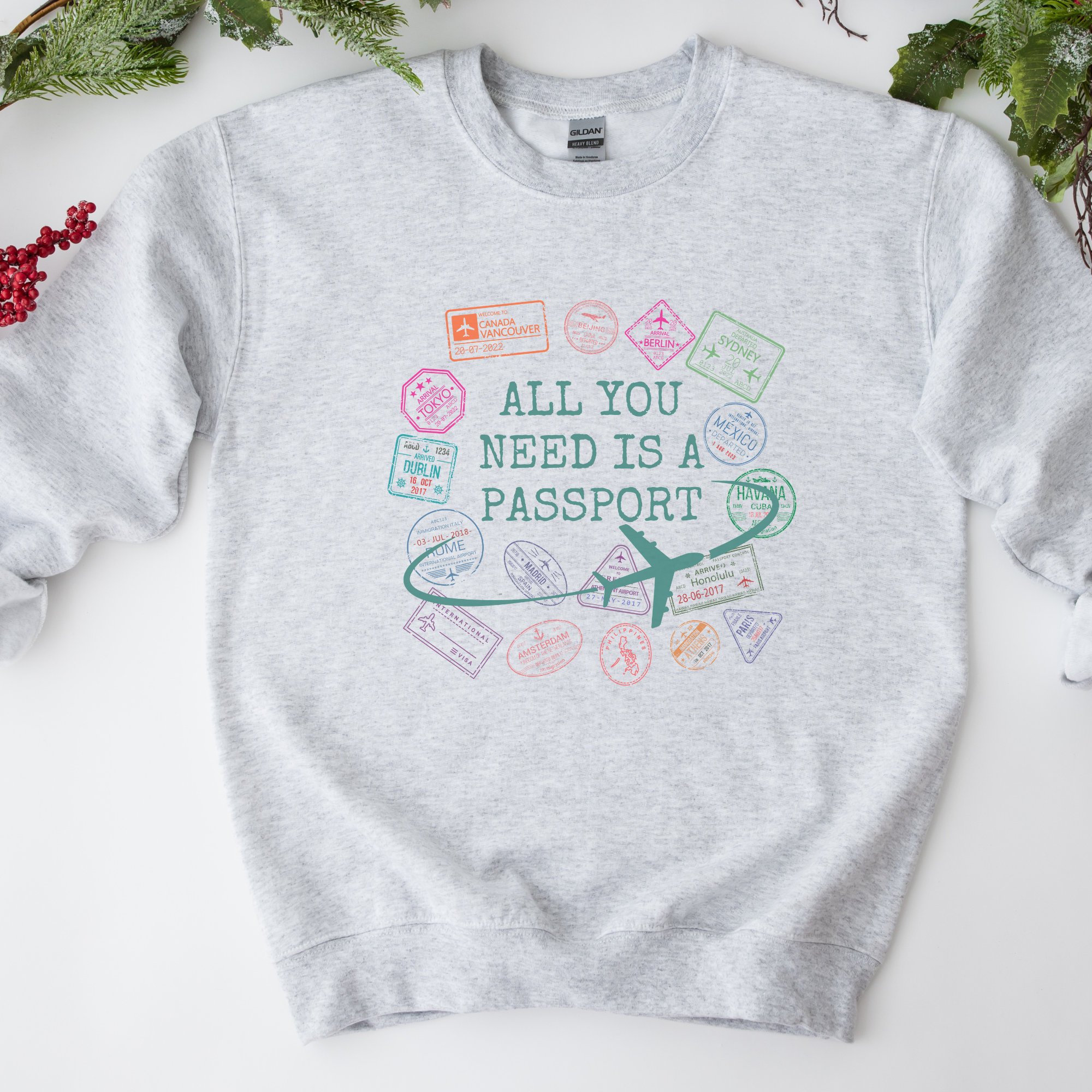 All You Need is A Passport Crewneck, Travel Sweatshirt, Wanderlust ...