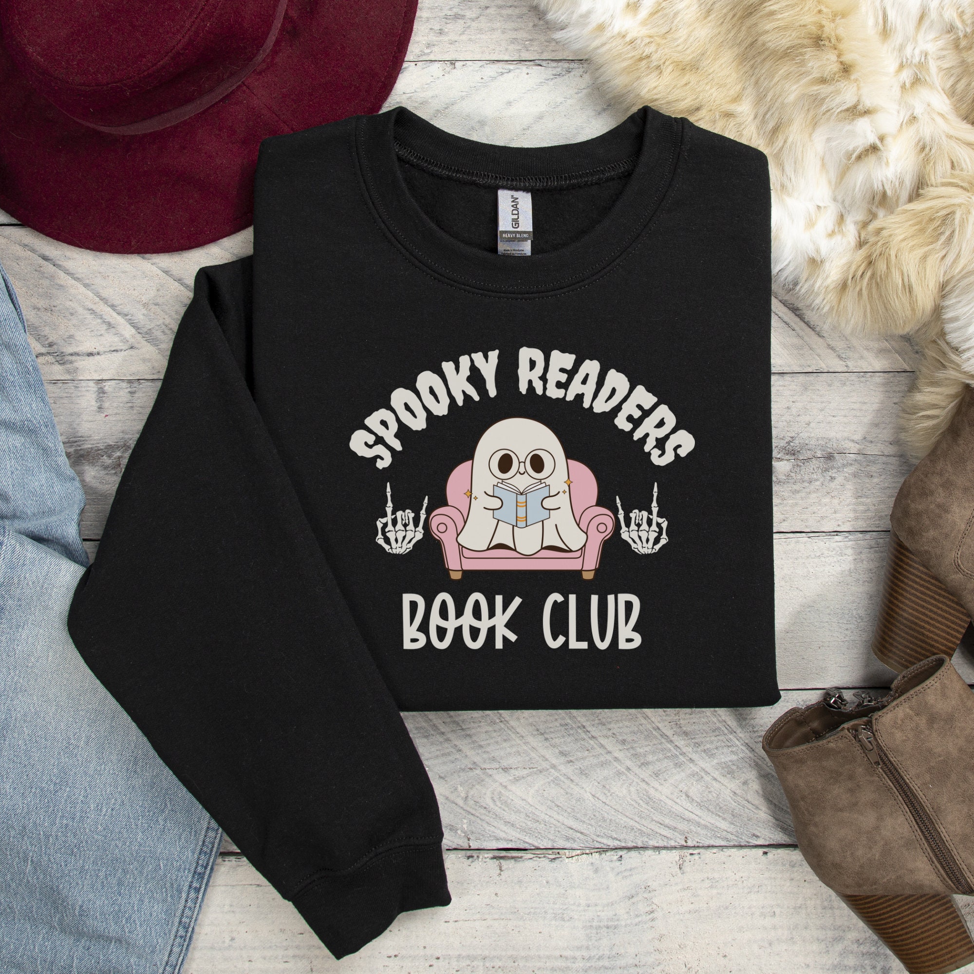 Spooky Readers Book Club Sweatshirt, Horror Reader, Scary Book Club ...