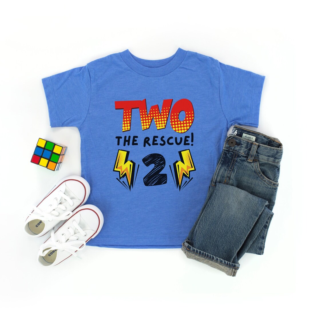 Two the Rescue Superhero Birthday Shirt, Superhero Theme Birthday, Two ...