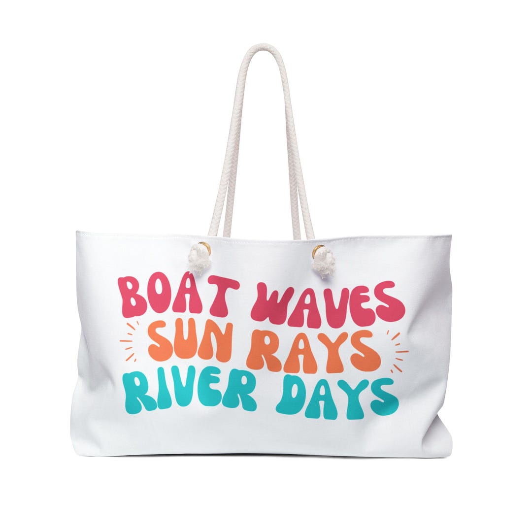 Boating Bag, Boat Waves Sun Rays River Days, Weekender Bag, Beach Bag ...